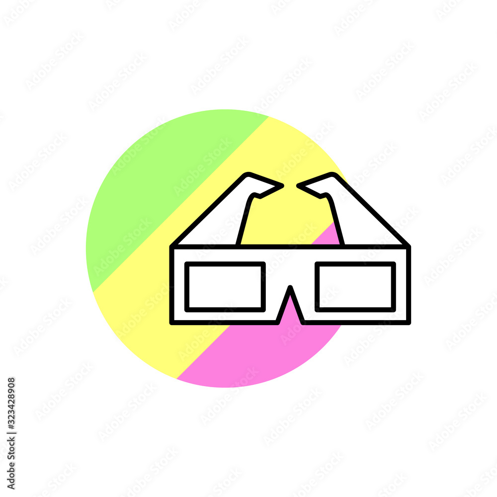 Glasses the 90s icon. Simple line, outline vector in color circle of ...