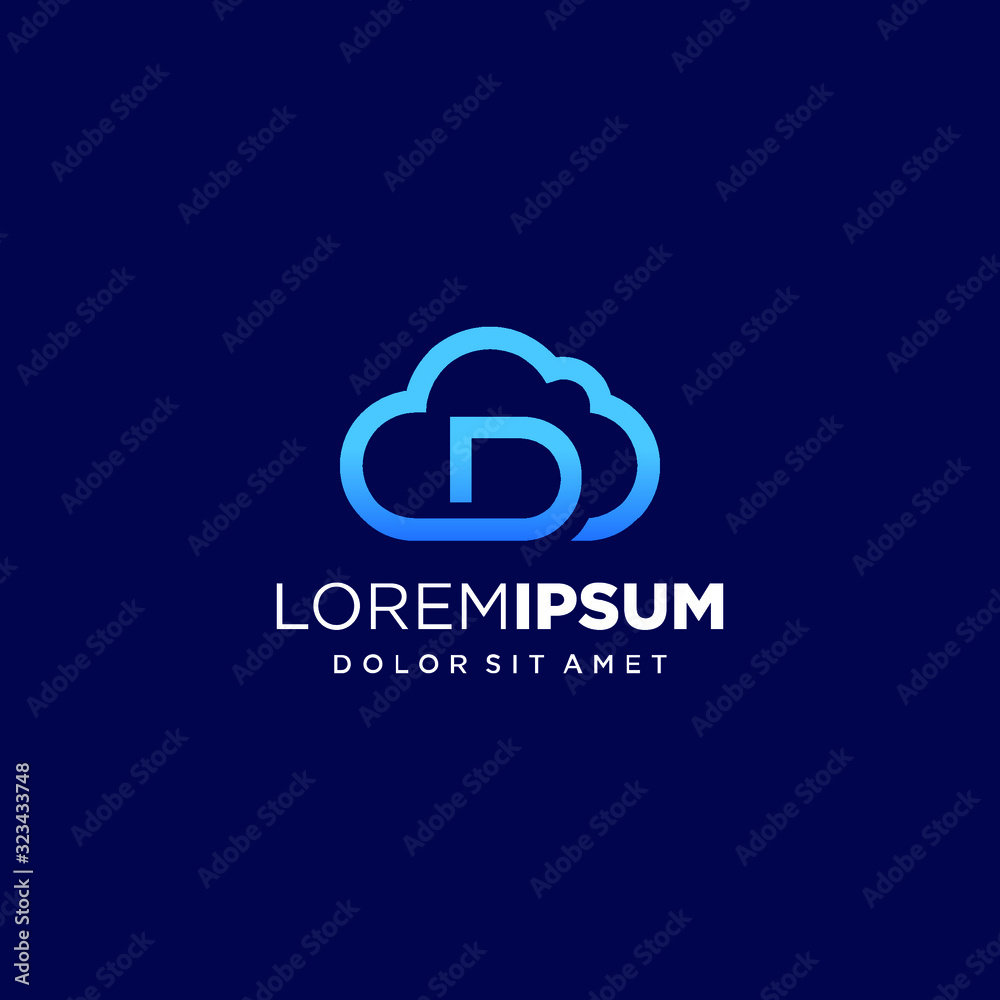 Initial Letter D with Cloud Logo Design Stock Vector | Adobe Stock