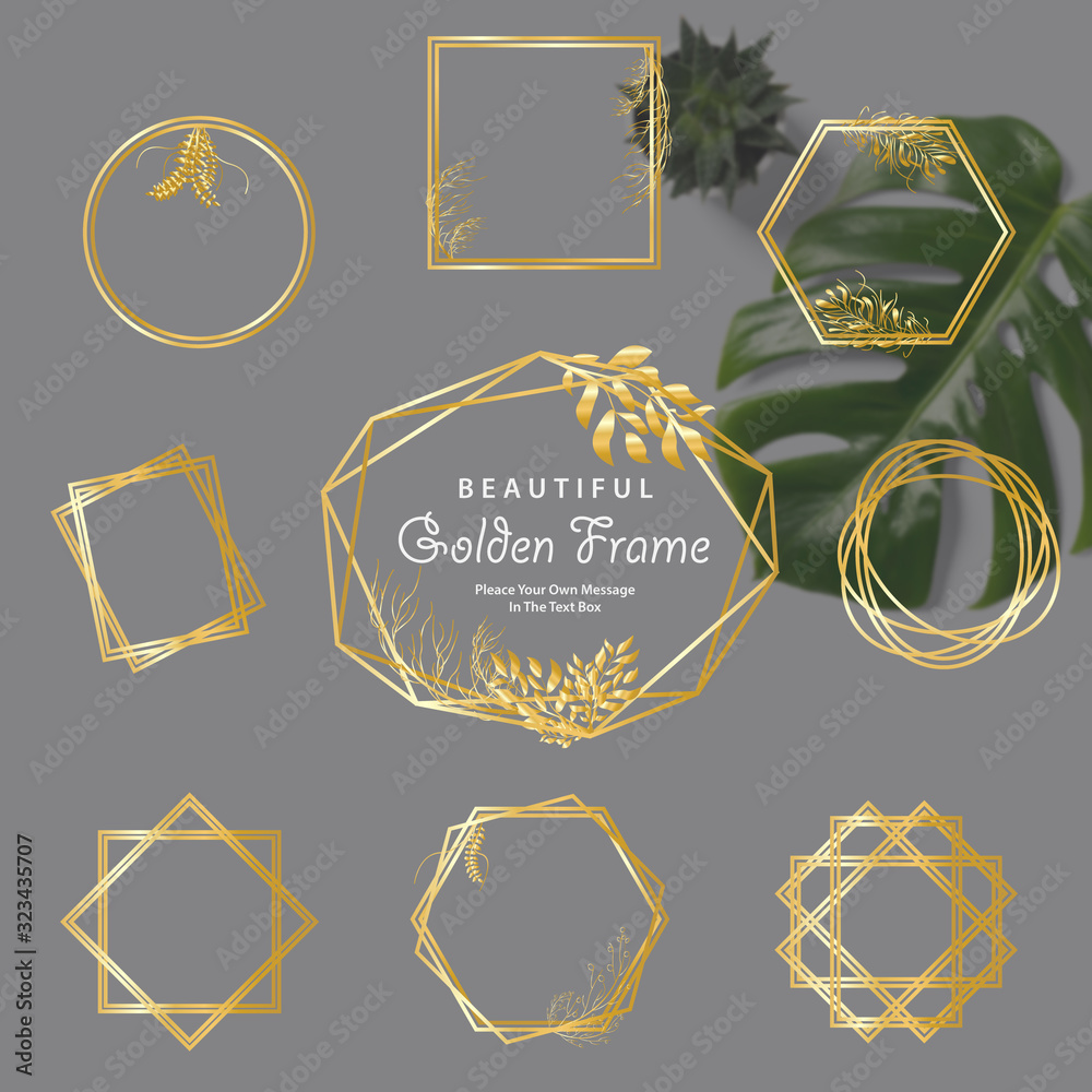 Gold Geometric Frames. Vector Illustration Stock Vector | Adobe Stock
