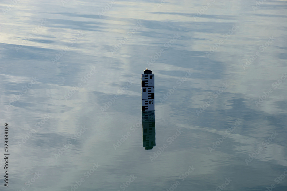 water level indicator show the depth of water in a lake, water depth ...