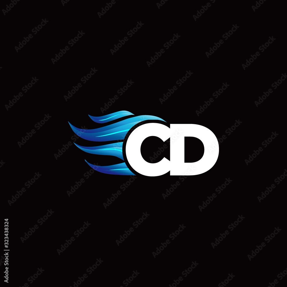 CD monogram logo with blue fire style design template Stock Vector ...
