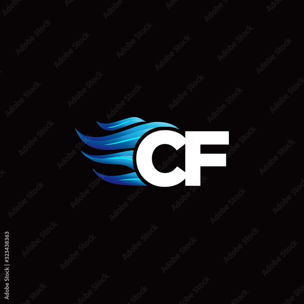 CF monogram logo with blue fire style design template Stock Vector ...