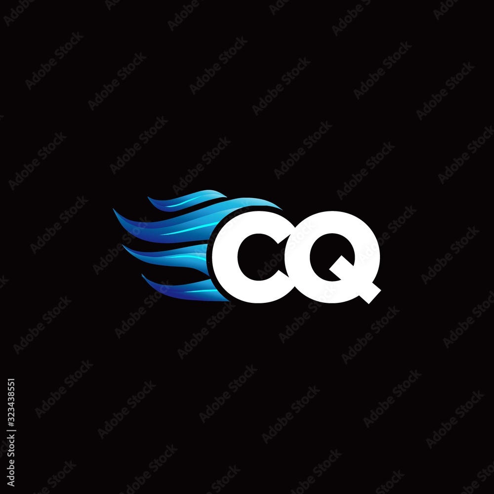 CQ monogram logo with blue fire style design template Stock Vector ...