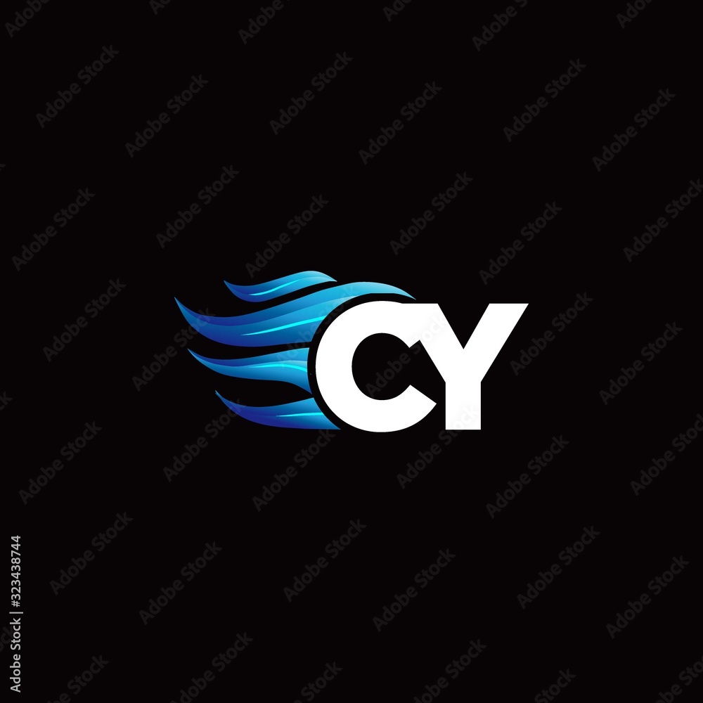 CY monogram logo with blue fire style design template Stock Vector ...