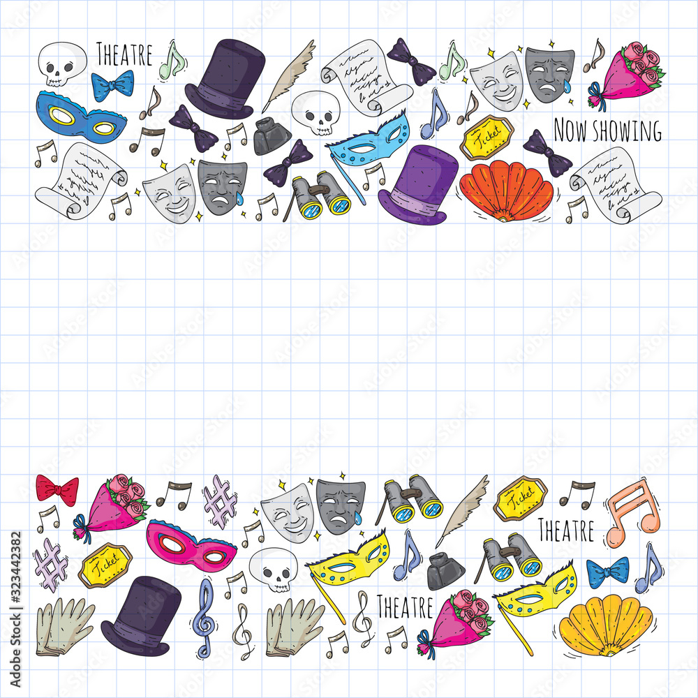 Theatre vector illustration. Entertaiment, cinema, stage, event ...