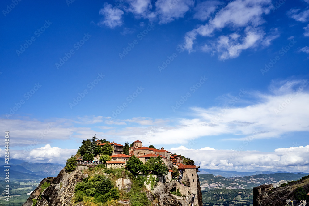 Legendary aerial drone view of ancient monasteries and breathtaking ...