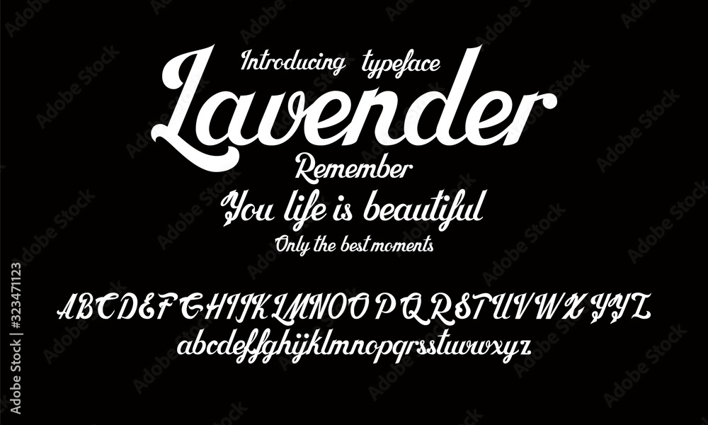 Hand drawn alphabet vector font. Brush script lettering for labels ...