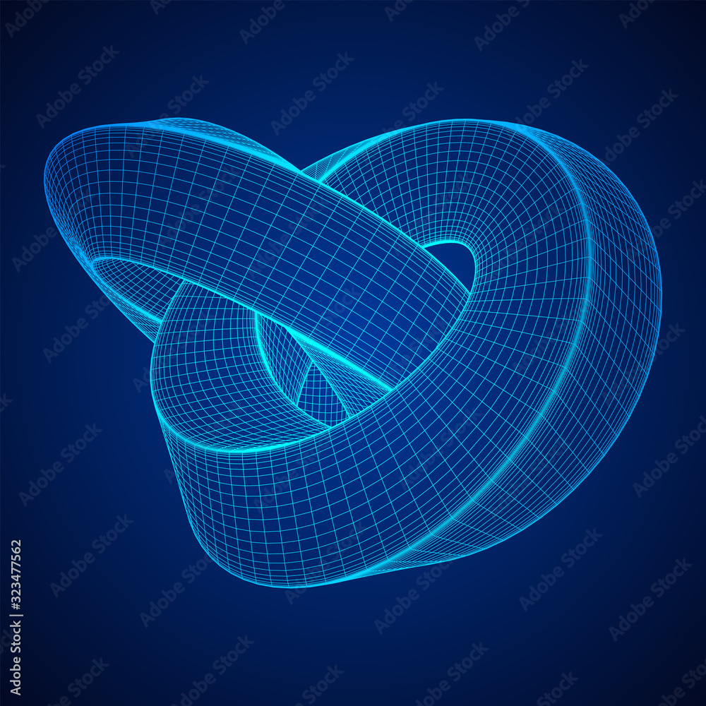 Mobius strip ring knot sacred geometry. Spatial figure with upturned ...