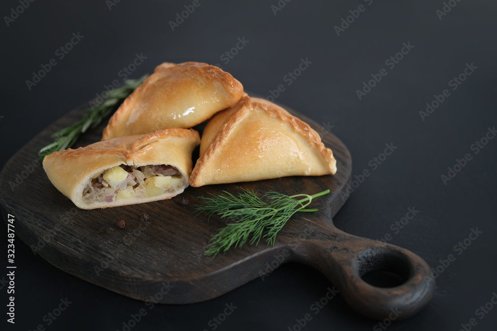 Tatar pie triangle echpochmak, Russian kurnik, delicious pastry with ...