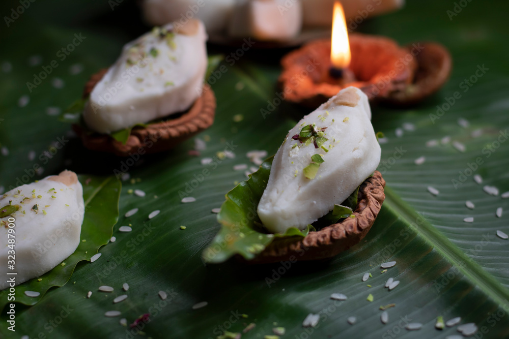 shankh sondesh sandesh indian sweet dish Stock Photo | Adobe Stock