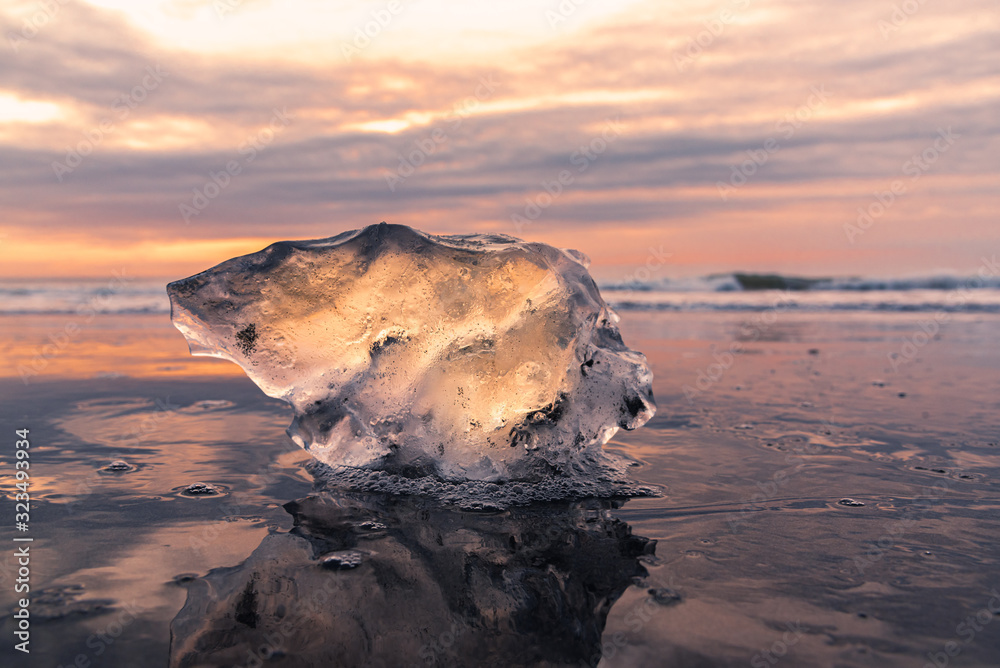 Travel landscape, Jewelry ice beach at Otsu Beach in Toyokoro town ...