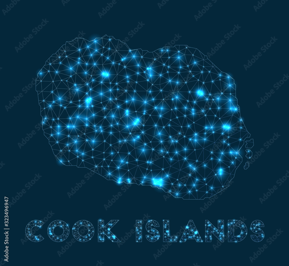 Cook Islands network map. Abstract geometric map of the island ...