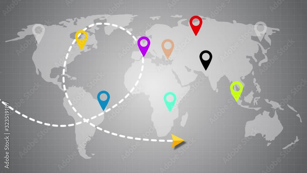 Vidéo Stock World map in the navigator. Arrow movement on a world map ...