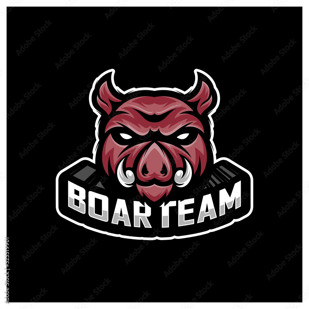 Boar Esport gaming mascot logo template Vector. Modern Head Boar Logo ...