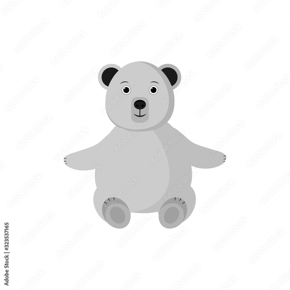 Isolated illustration of white bear on white background. Arctic animal ...
