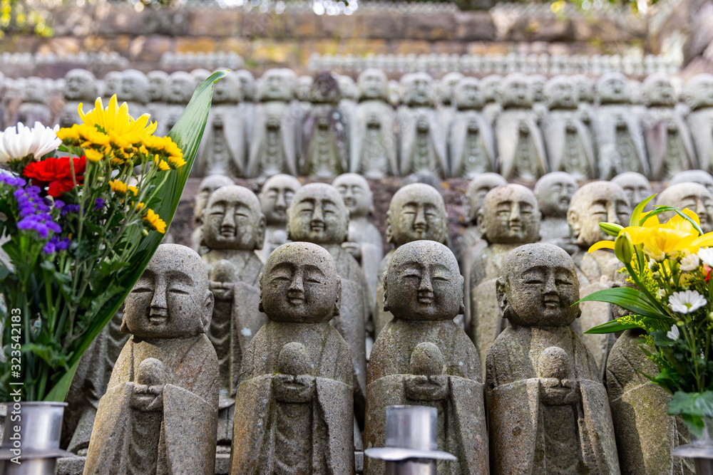 Jizo Statues in Japanese Temple Stock Photo | Adobe Stock