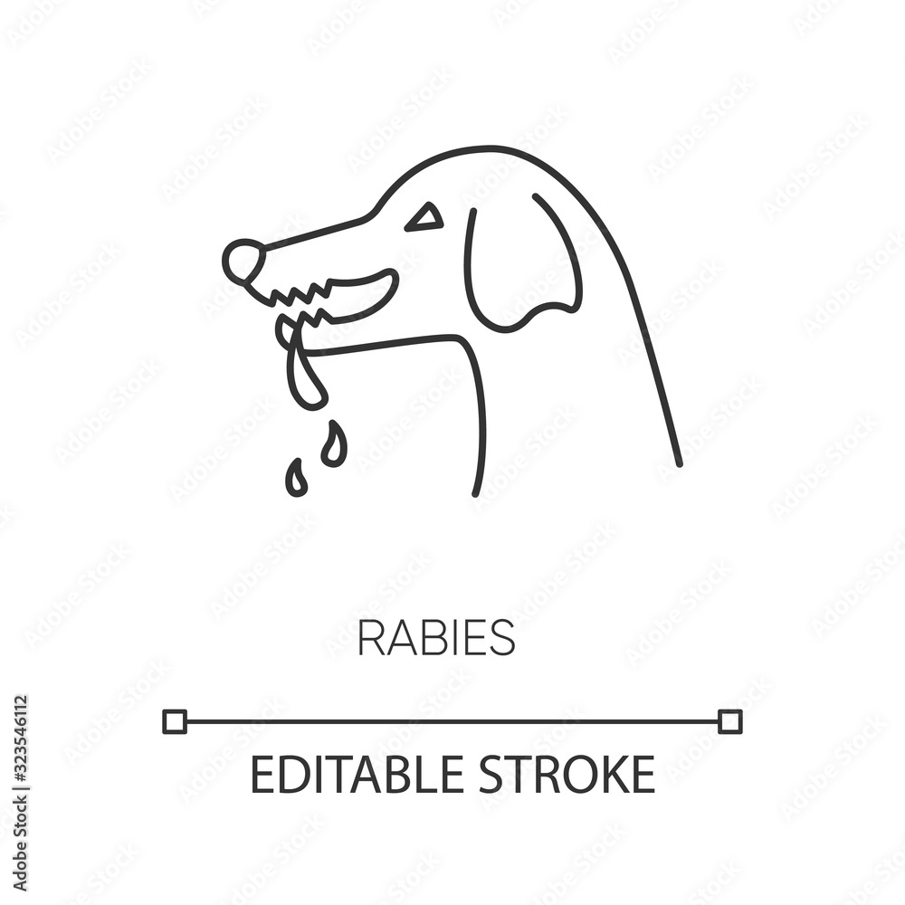 Rabies pixel perfect linear icon. Thin line customizable illustration ...