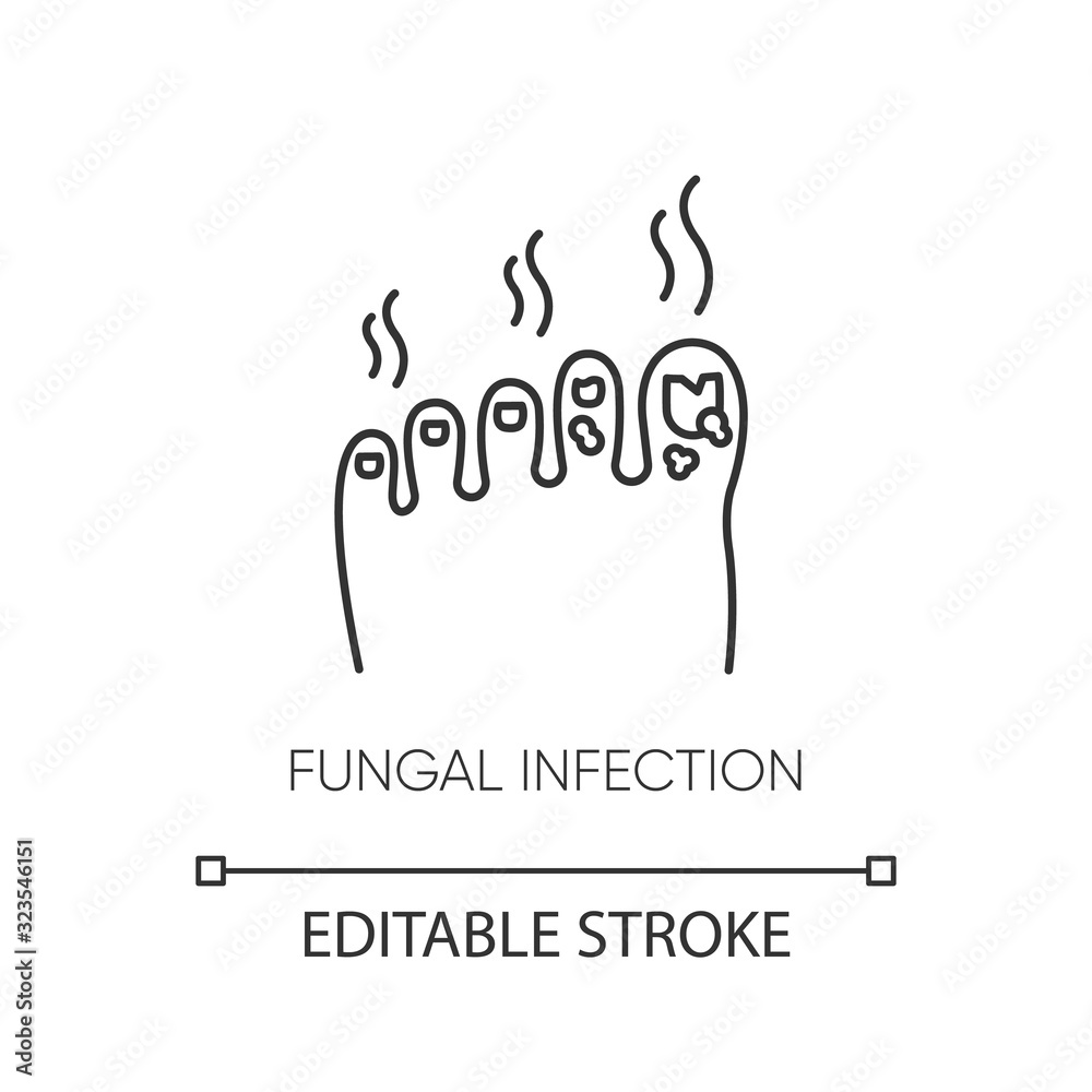 Fungal infection pixel perfect linear icon. Thin line customizable ...