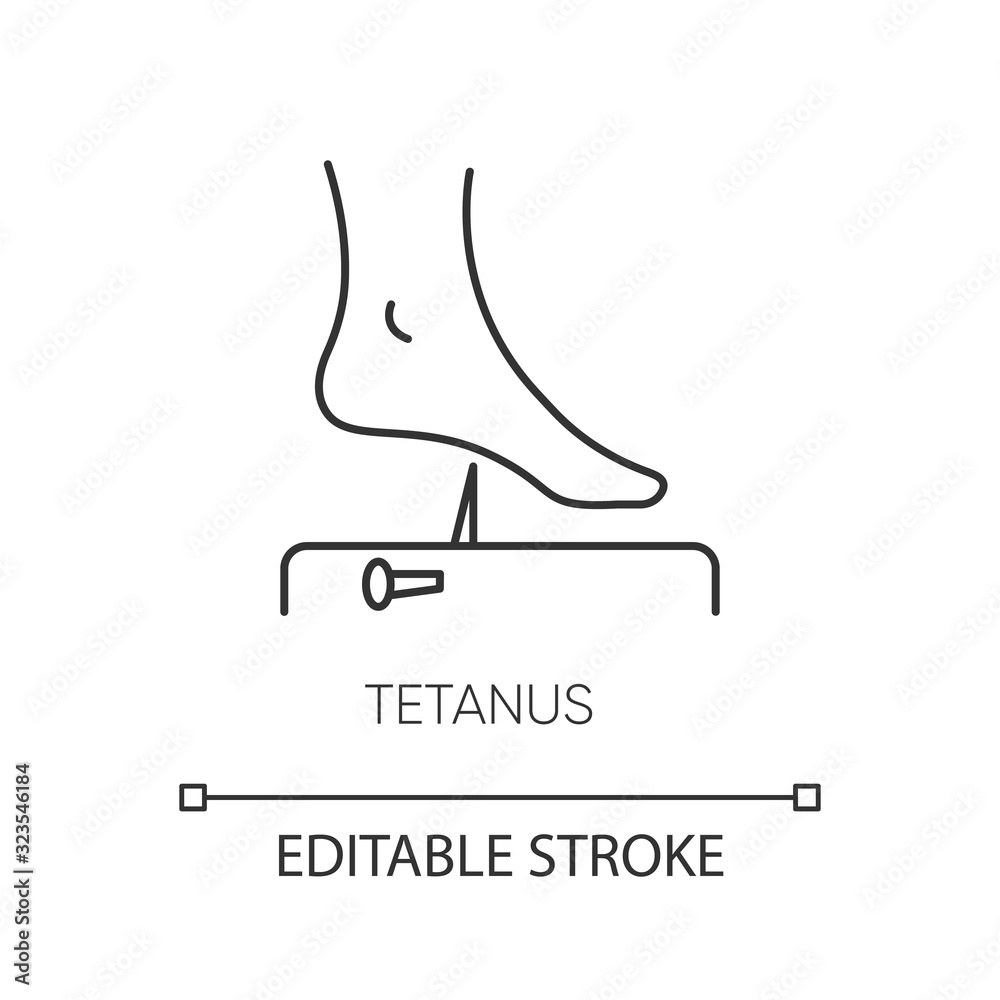 Tetanus pixel perfect linear icon. Thin line customizable illustration ...