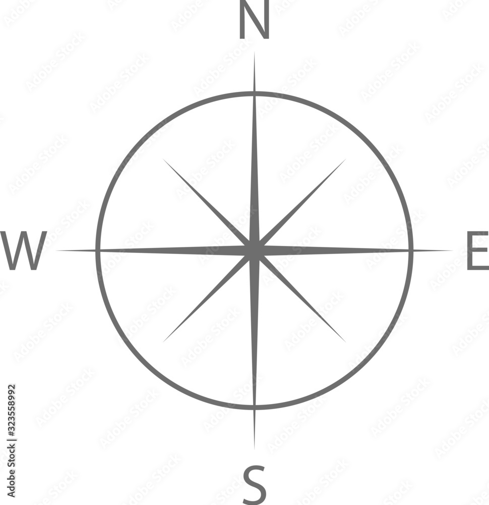 Compass sign. Navigation symbol. Simple design on white background ...