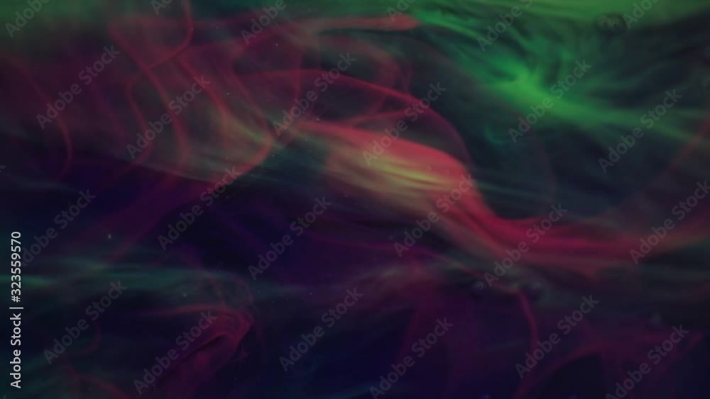 Blue, green and red abstract background, colors and particles waving ...