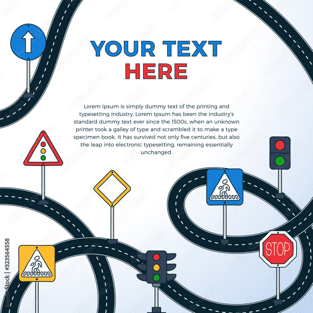 Road Sign Drive School Flyer Banner Posters Card square format ...