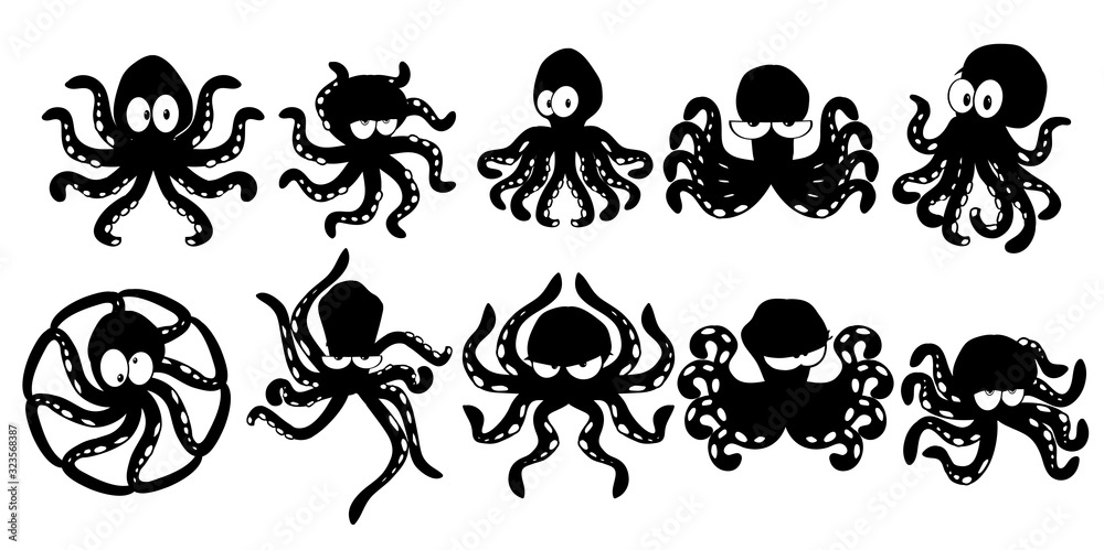 octopus vector set collection graphic clipart design Stock Vector ...