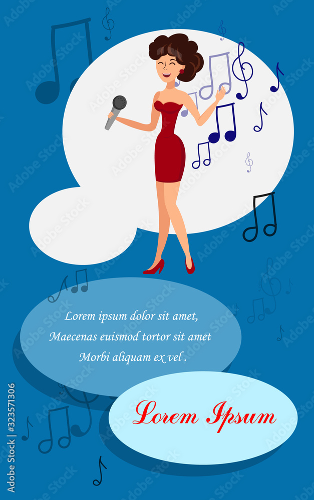 Singer Celebrity Concert Vector Flyer Template. Singing Woman, Vocalist ...