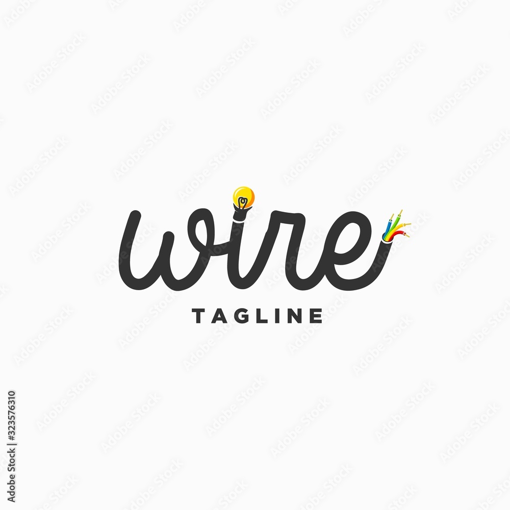 electric wire logo design inspiration . simple wire logotype design ...