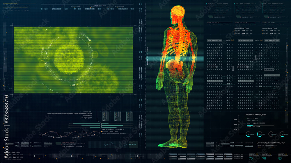 Futuristic head up display motion element virtual biomedical ...