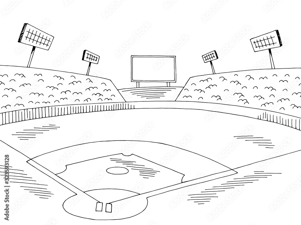 Baseball Field Clip Art Outline Baseball Field Diamond SVG Vector