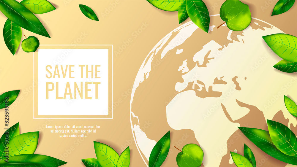 "Save the planet" banner for Earth Day, World Environment Day with ...