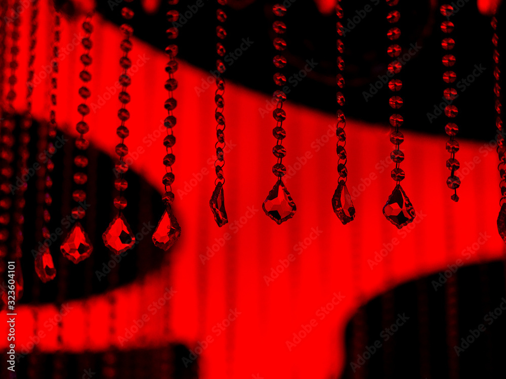 Crystal decor elements on an ominous dark red background. Abstract ...