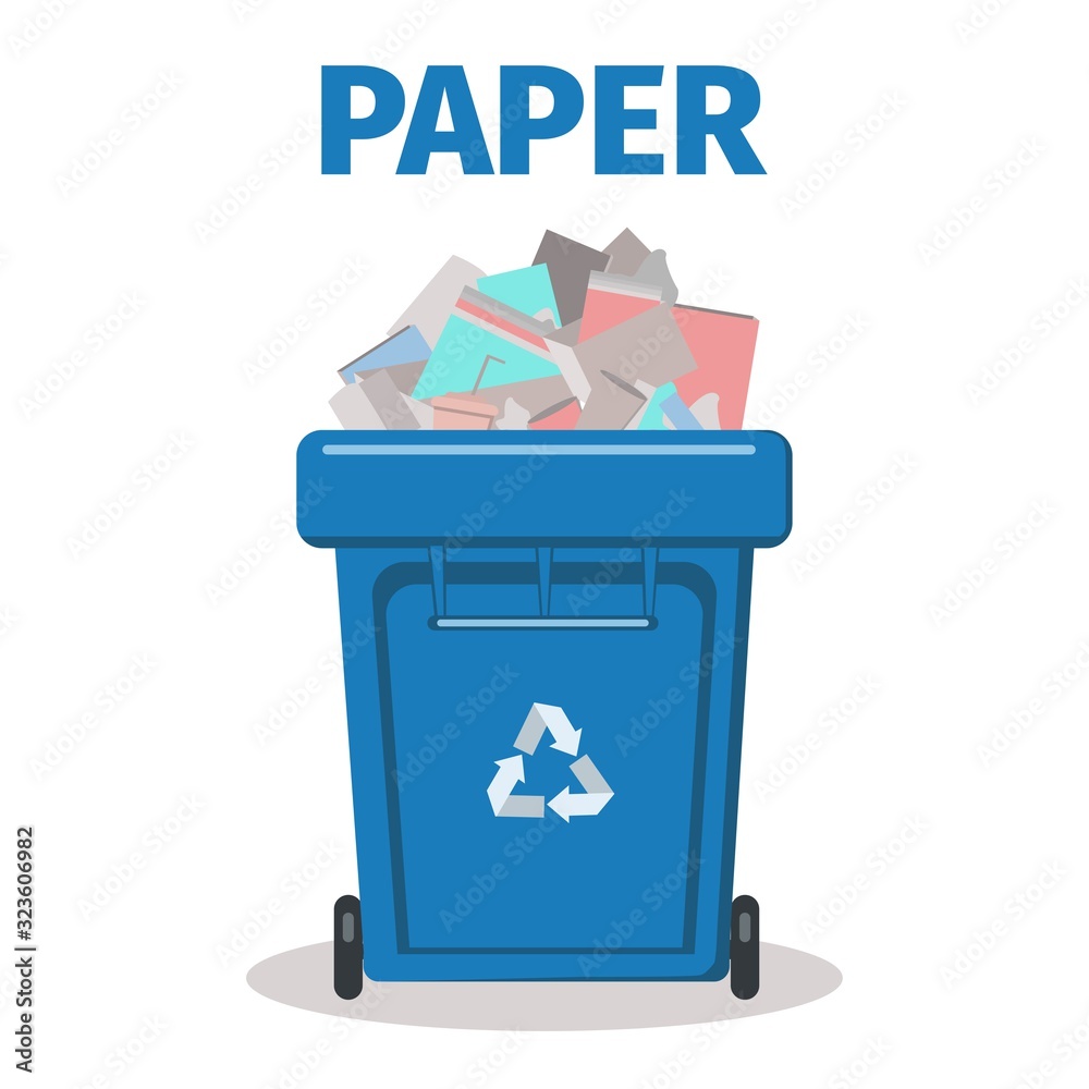 Garbage container for paper products. Sorting and recycling of waste ...