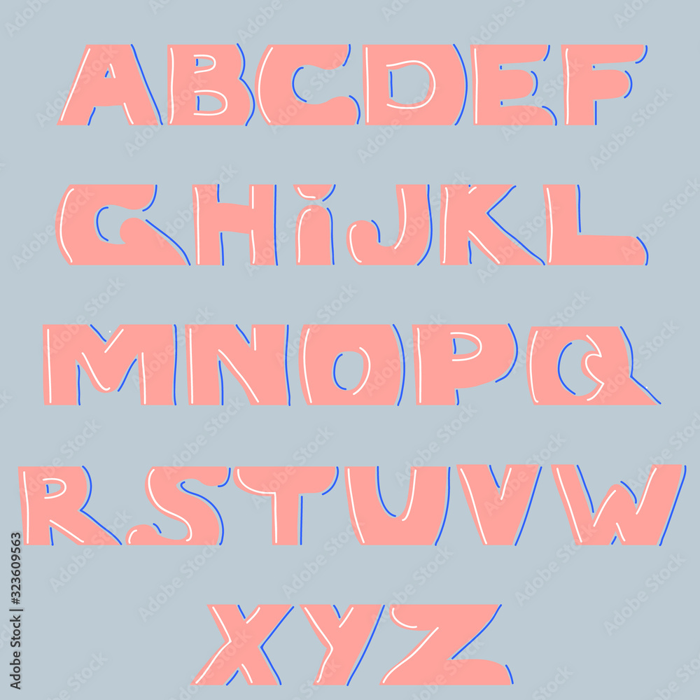 Latin alphabet drawn by hand. isolated letters for ease of use in your ...