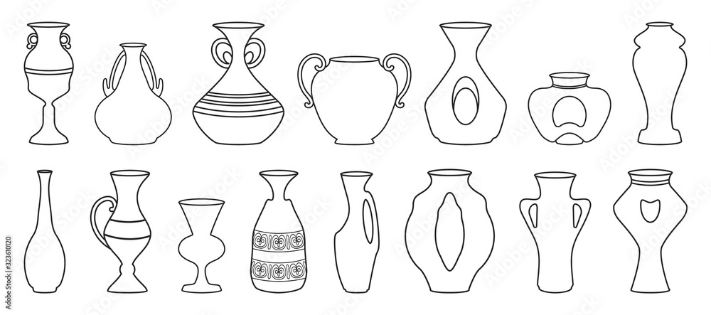 Vase for flower outline vector illustration on white background ...