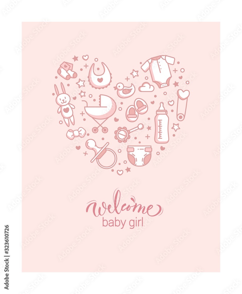 Baby Shower Invitation Template. Baby Arrival Cartoon Vector ...