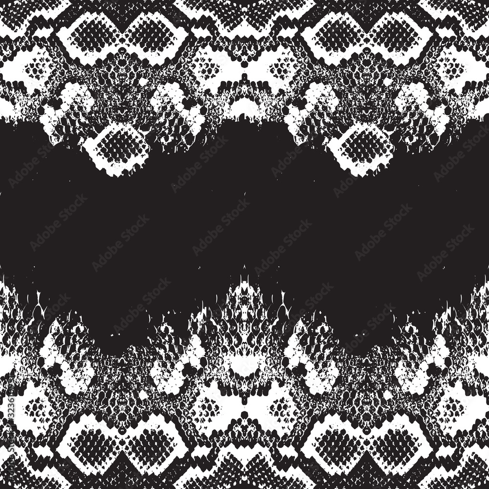 Snake skin scales texture. Seamless pattern black isolated on white ...