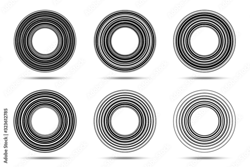 Circular striped line frame set. Circle lines isolated on the white ...