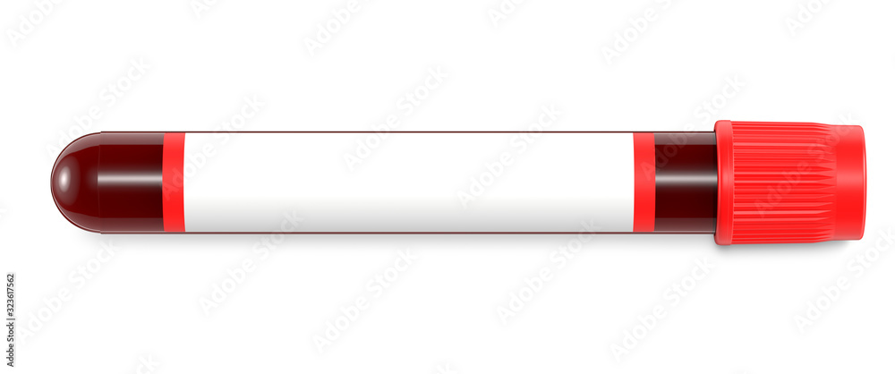 Tube with blood sample Isolated on white background. 3d rendering ...