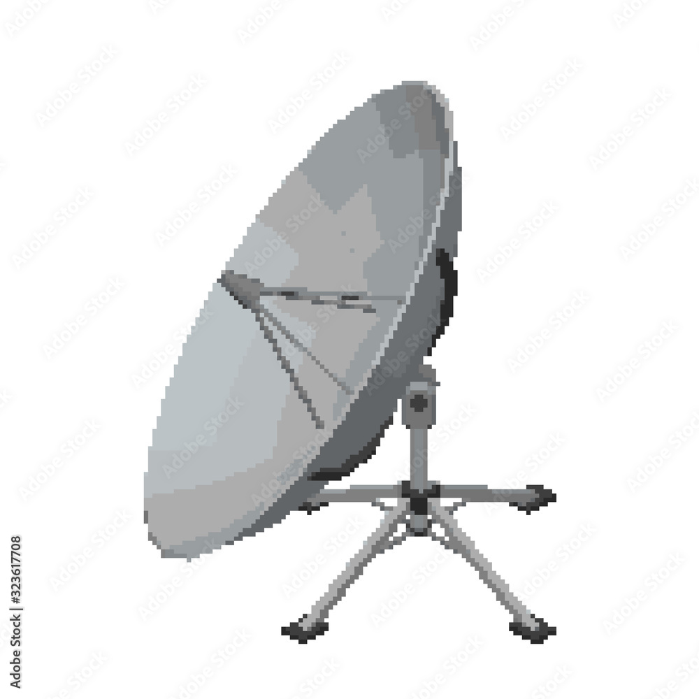 Pixelated Satellite dish antenna. Pixel Art 3d Vector illustration ...