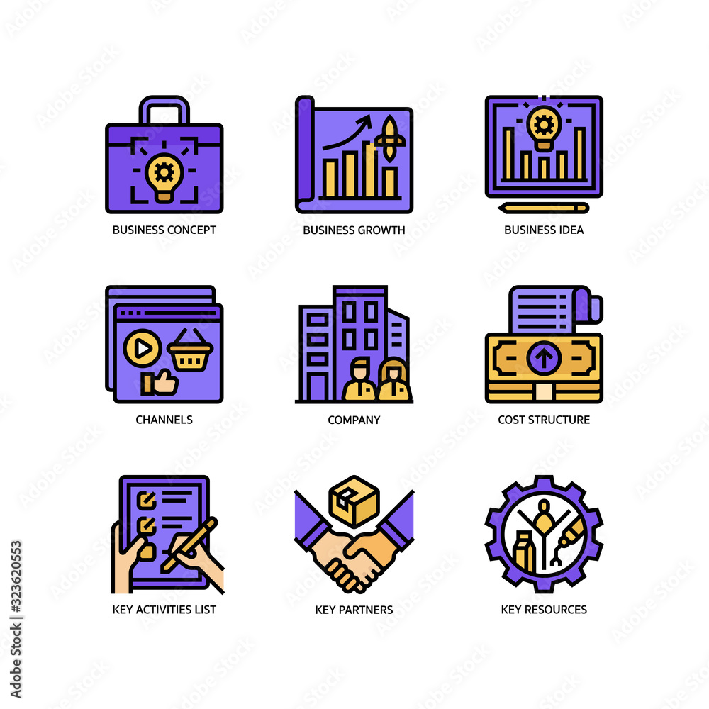 Business model canvas icons set Stock Vector | Adobe Stock