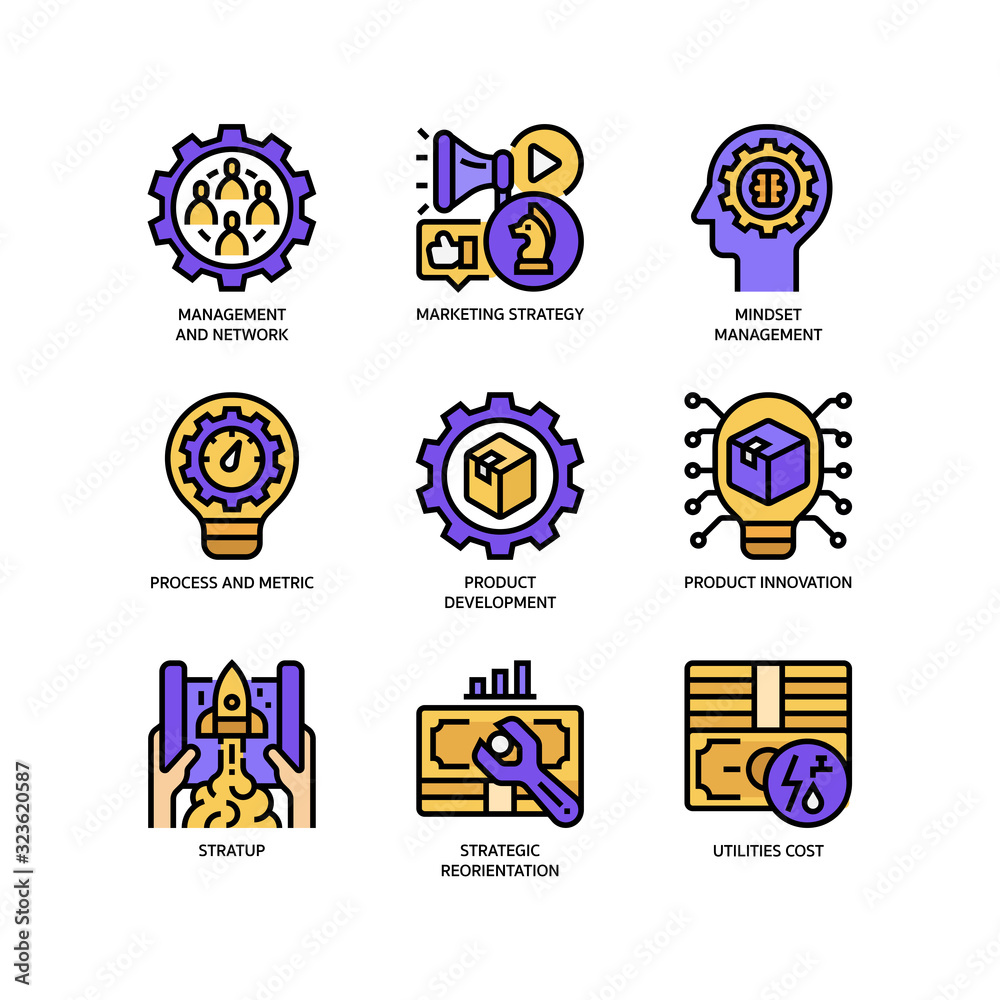 Business model canvas icons set Stock Vector | Adobe Stock
