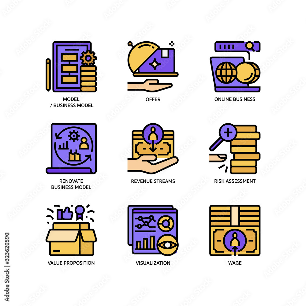 Business model canvas icons set Stock Vector | Adobe Stock
