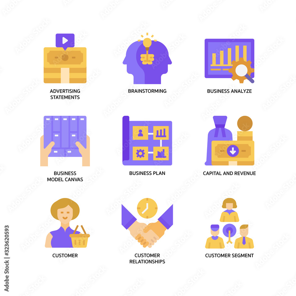 Business model canvas icons set Stock Vector | Adobe Stock