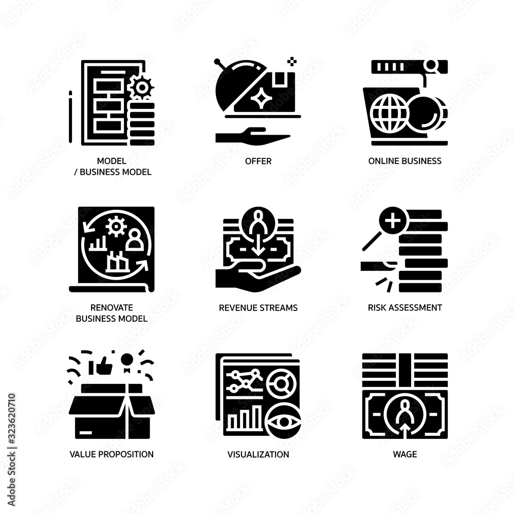Business model canvas icons set Stock Vector | Adobe Stock