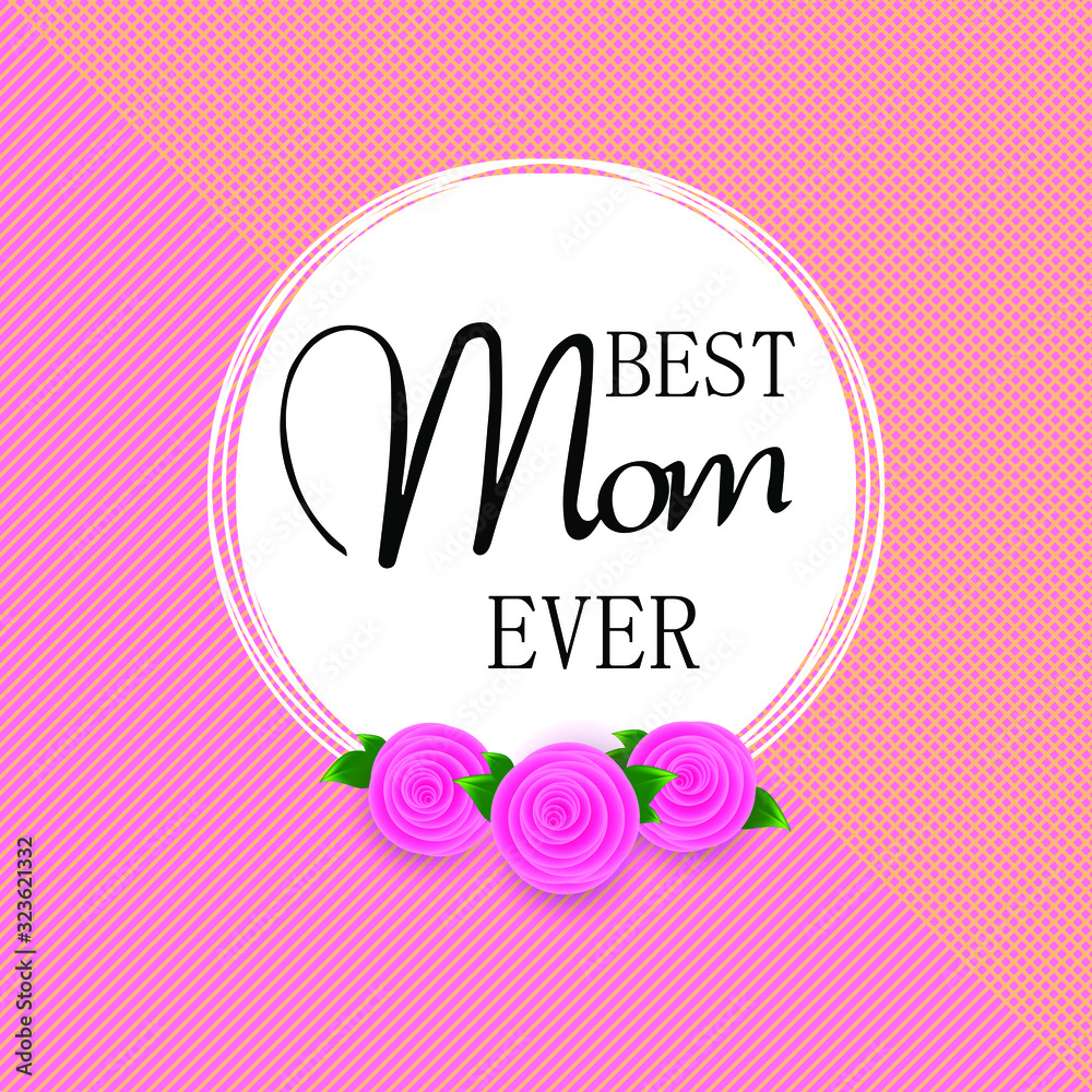Happy mother's day layout design with roses, lettering, ribbons, frames ...