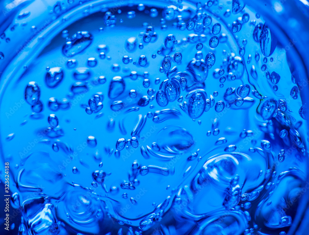 Liquid blue gel bubbles. Polymer gel. Silica gel. Balls of blue ...