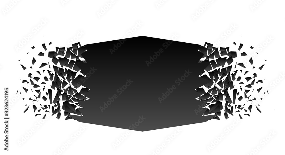 Abstract black explosion isolated on white background. Vector square ...