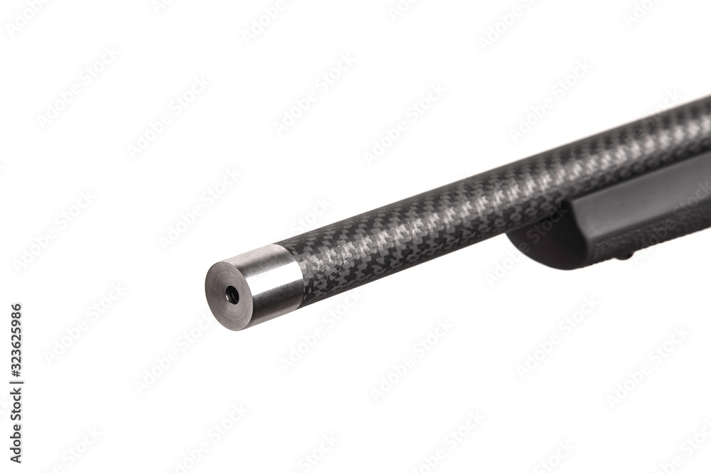 Modern .22lr semi-automatic rifle with plastic butt isolate on a white ...